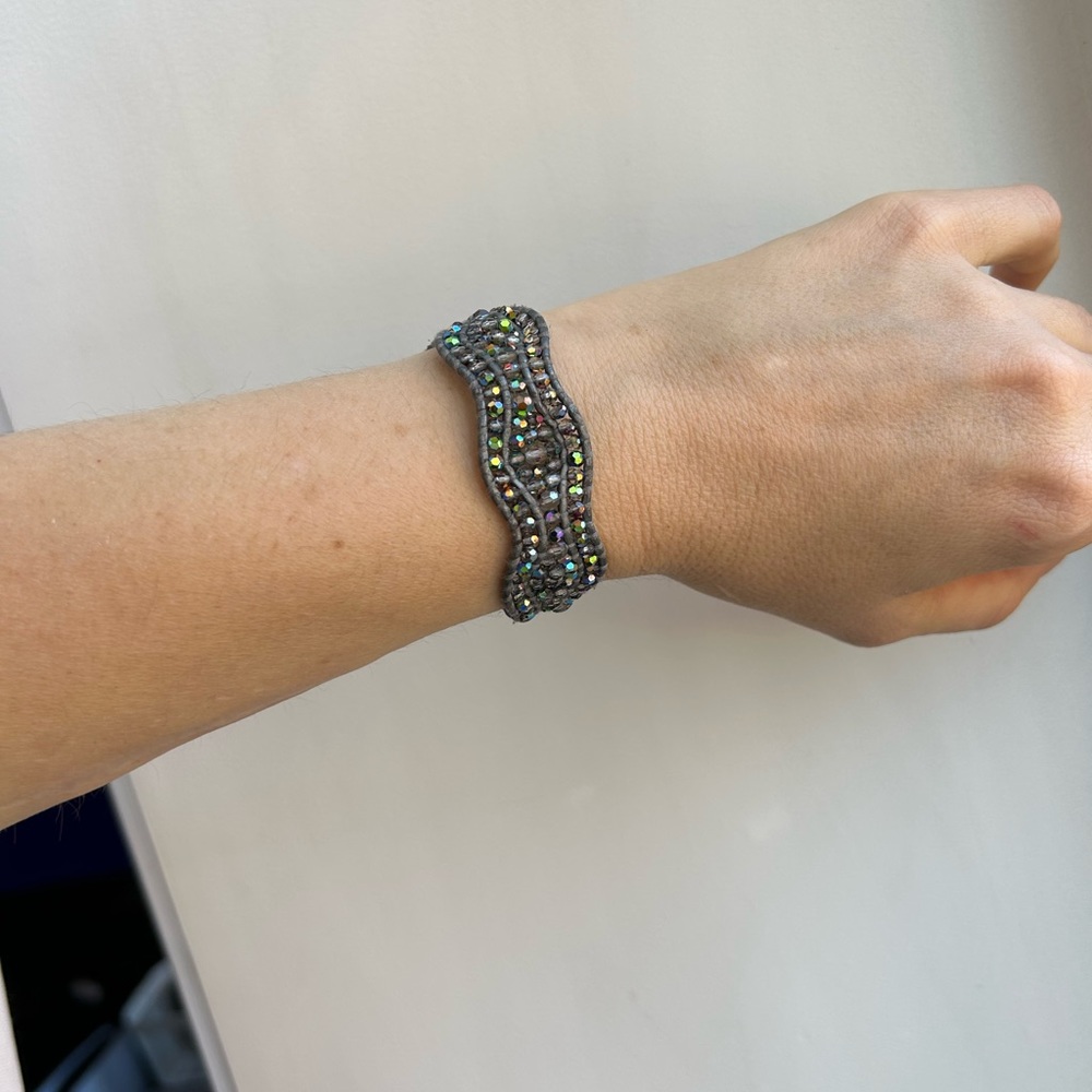 Chan Luu Vintage Iridescent Leather And Stone Bracelet - Gem